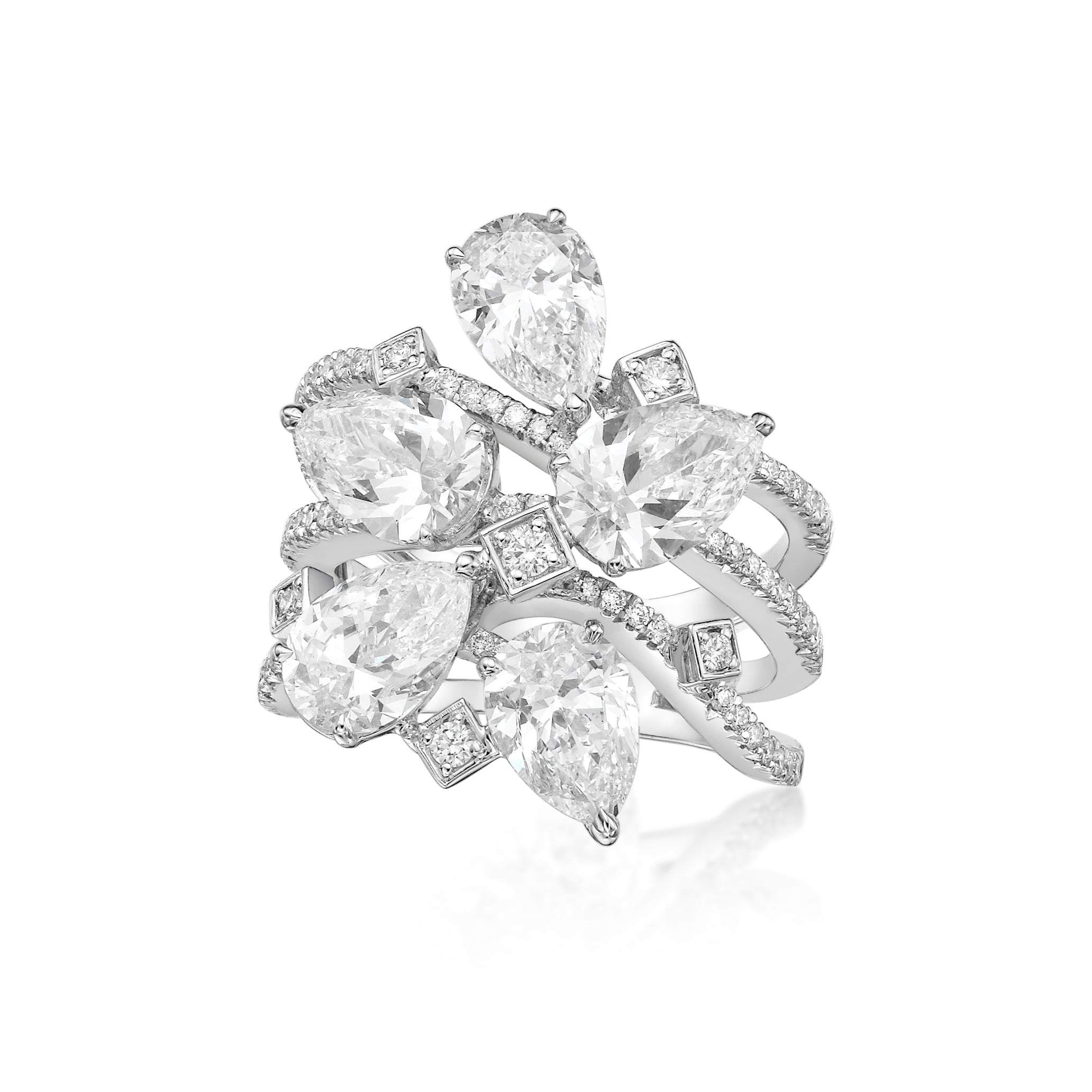 Pear Shape Diamond Multi-Band Ring – Sevun Design